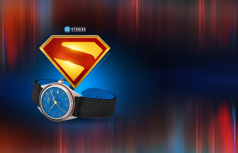 Timex x Superman Marlin® Jet Automatic 38mm Leather Strap Watch ...