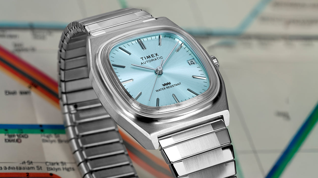 Timex® Automatic 1983 E Line 34mm Stainless Steel Expansion Band Watch ...
