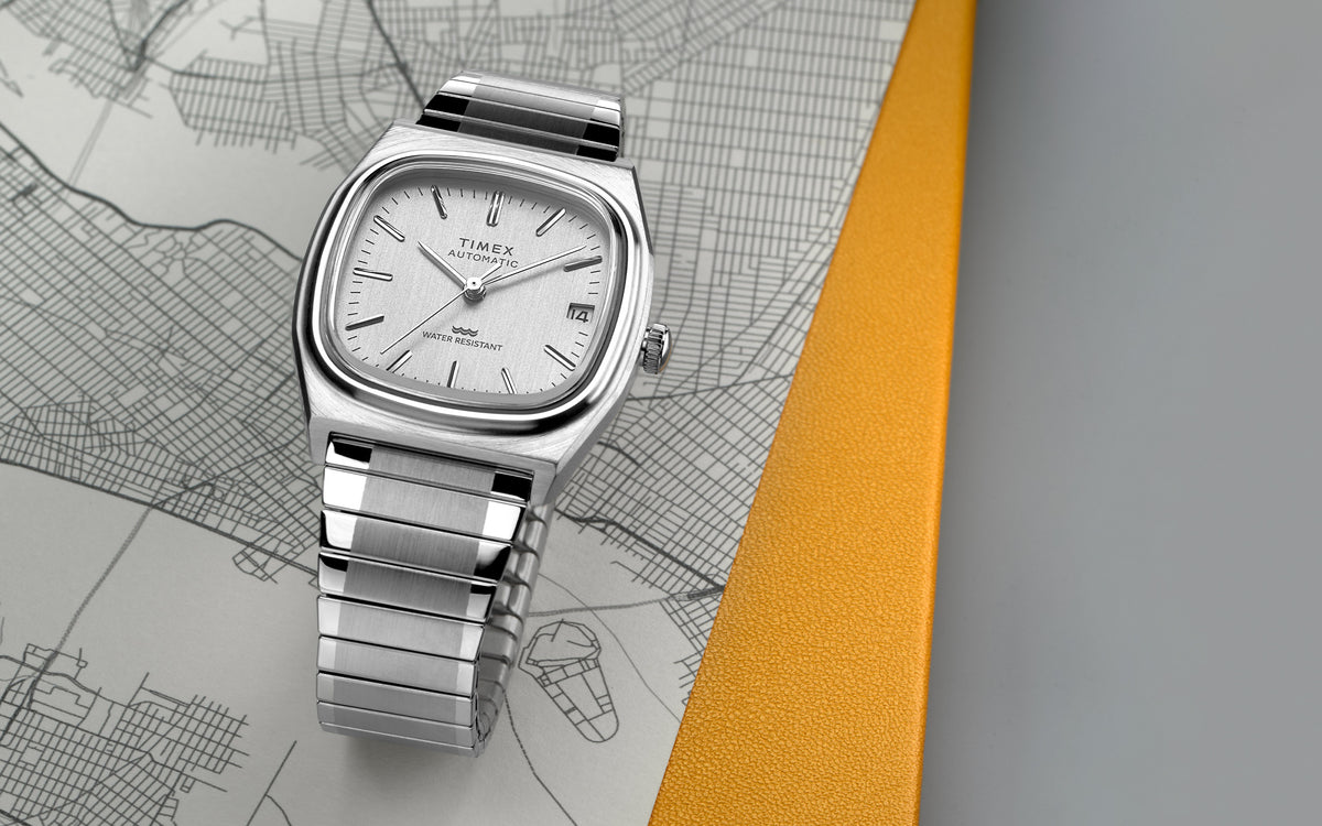 Timex® Automatic 1983 E Line Reissue 34mm Stainless Steel Expansion Ba ...