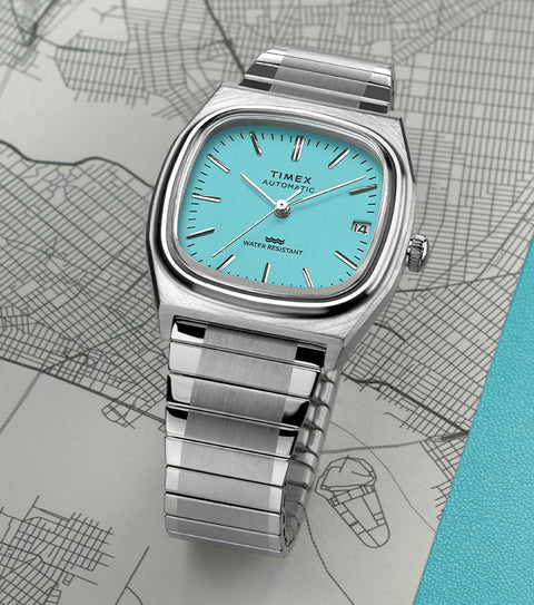 Timex® Automatic 1983 E Line 34mm Stainless Steel Expansion Band Watch ...
